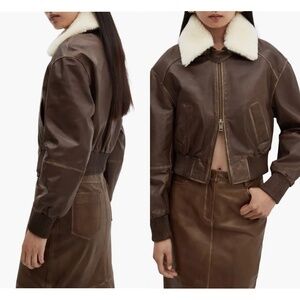 Mango | Jackets & Coats | Mango Real Leather Bomber Jacket With ...